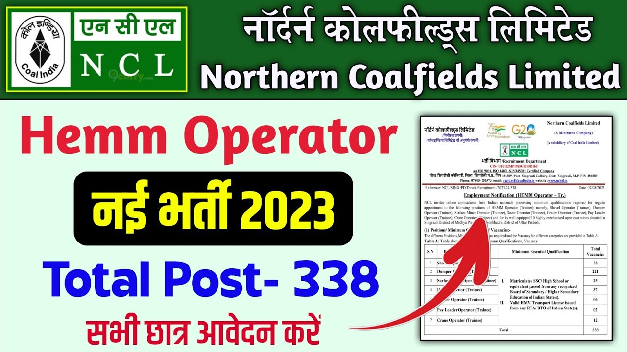NCL Hemm Operator New Vacancy 2023 | NCL Hemm Operator Vacancy 2023 ...