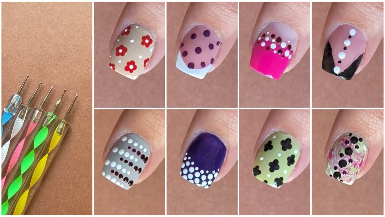 10 Easy nail art designs with dotting tools || How to use dotting tools - YouTube