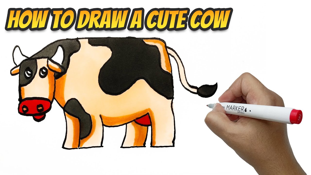 How to Draw & Color a Cute Cow | Step by Step How to Drawing & Coloring ...