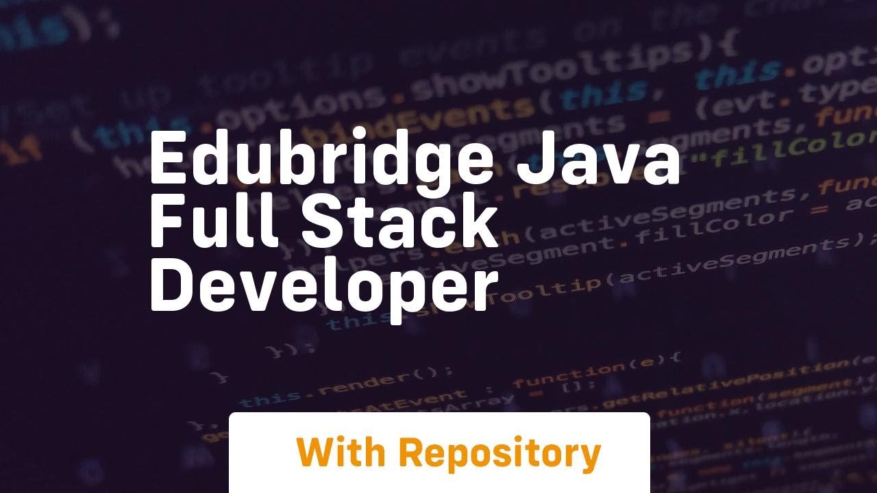 edubridge java full stack developer - YouTube