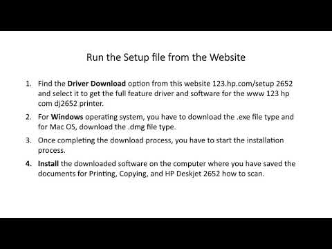HP Deskjet 2652 Driver Install Guidance | 123.hp.com/dj2652 - YouTube