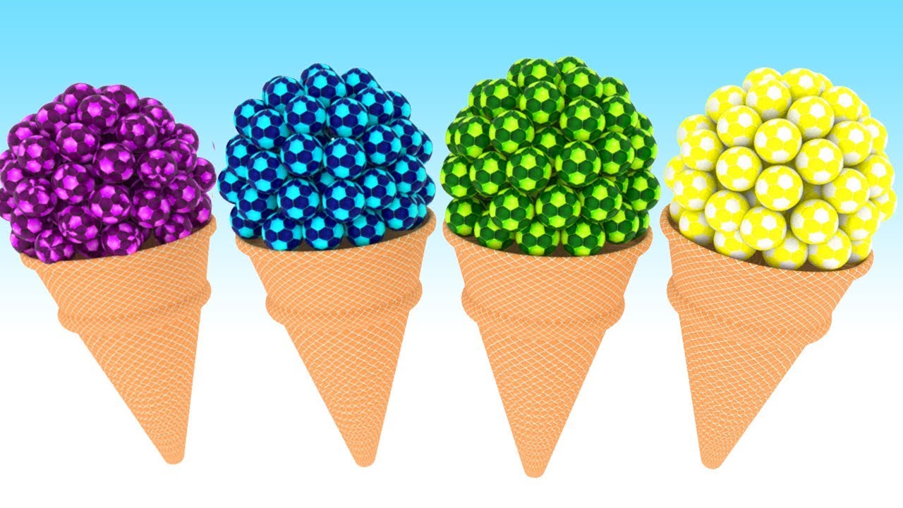 Learn Colors Ice Cream Soccer Ball Pit Show 3D Satisfying Video Colors ...