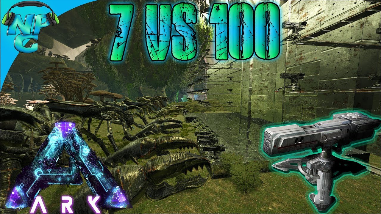 100 Heavy Turrets VS 7 Karkinos 🦀 THE NEW ULTIMATE BASE RAIDERS! ARK ...