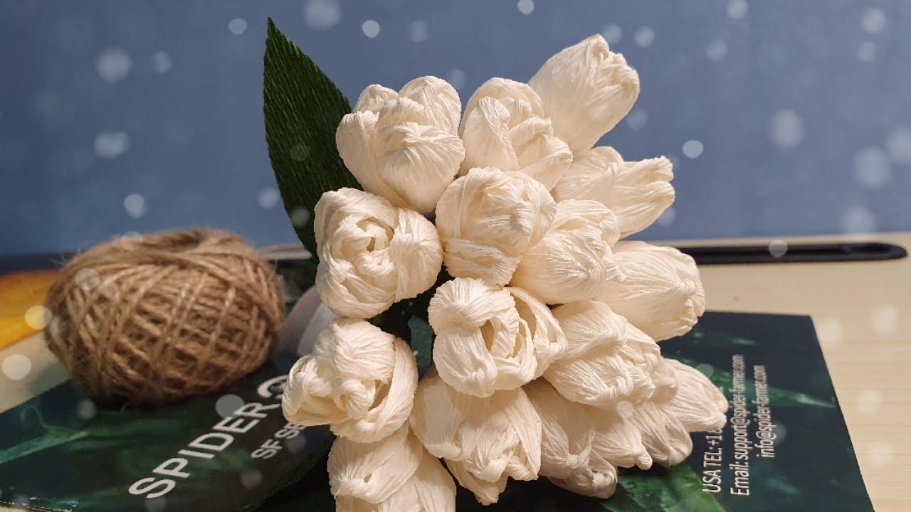 Diy jasmine paper flower/paper flower craft/room decoration - YouTube
