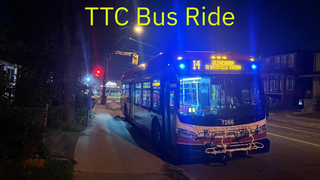 Toronto TTC 14 Glencairn Bus Ride at Night - Full Route Westbound 10/3 ...