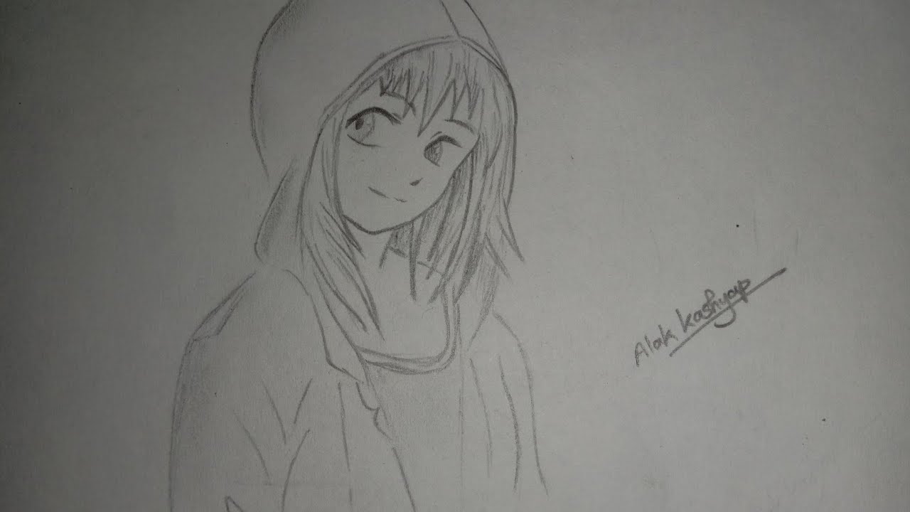 Anime girl //pencil sketch -drawing tutorial - YouTube
