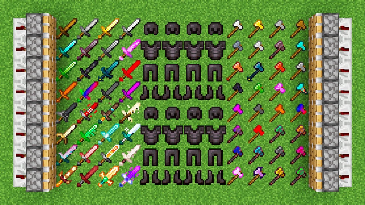 all minecraft swords and X100 netherite armors and X200 axe combined ...