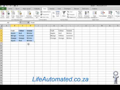 Display Unique rows and hide duplicates in Excel - YouTube