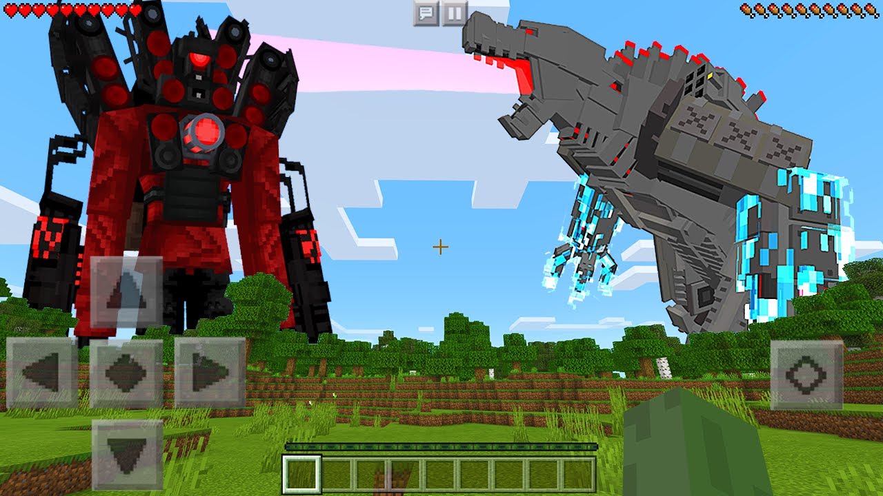 I Found MECHAGODZILLA vs SKIBIDI TITAN SPEAKERMAN in Minecraft Pocket ...