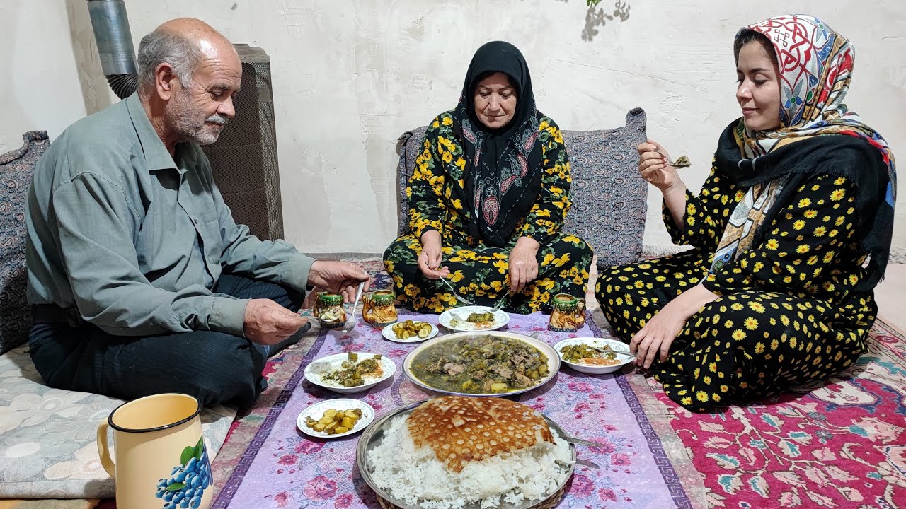 Village Life in Azerbaijan Iran | Making Traditional Celery Stew - YouTube