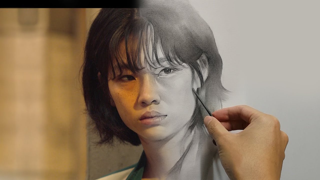 정호연 그리기 l drawing Jung Hoyeon l 오징어게임 l squid game l charcoadlrawing l ...