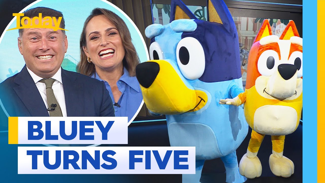 Bluey and Bingo take over the studio to celebrate five years of the ...