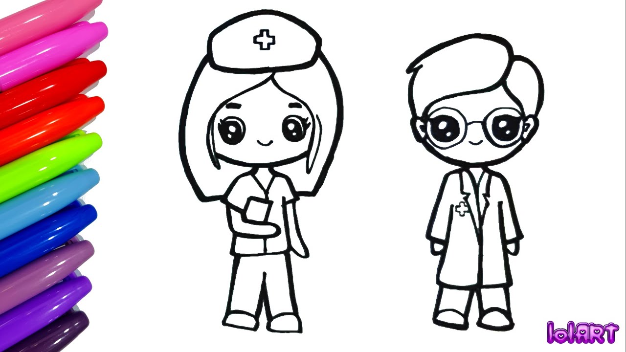 How to Draw Doctor and Nurse | lolART - YouTube