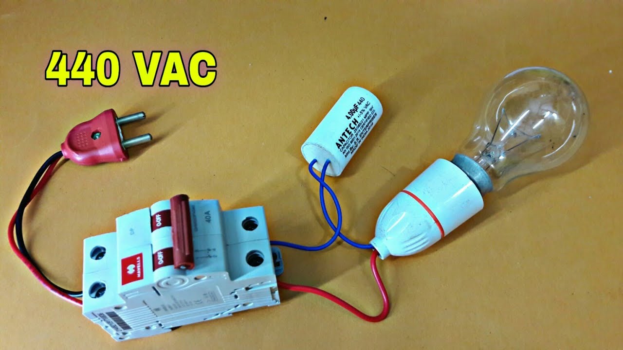 Direct on "440 VAC" using capacitor. - YouTube