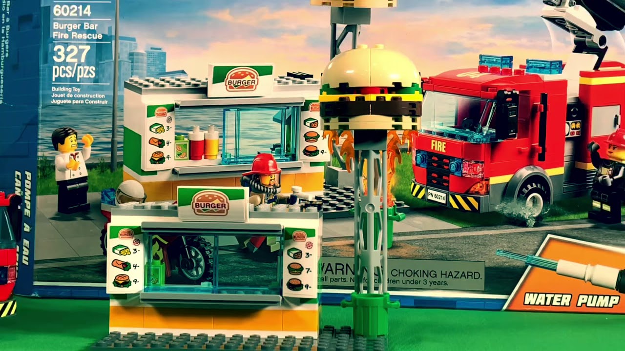 LEGO CITY Burger Bar Fire Rescue Review - YouTube