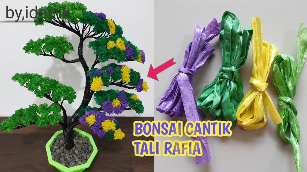 CARA MEMBUAT KERAJINAN TANGAN DARI TALI RAFIA ! KERAJINAN BONSAI ...