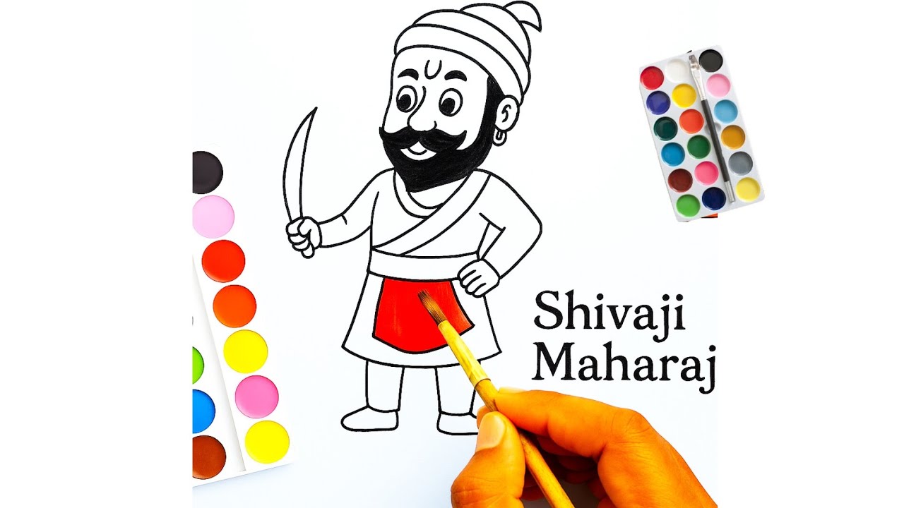 How to Color Shivaji Maharaj Drawing | Easy Coloring for Kids - YouTube