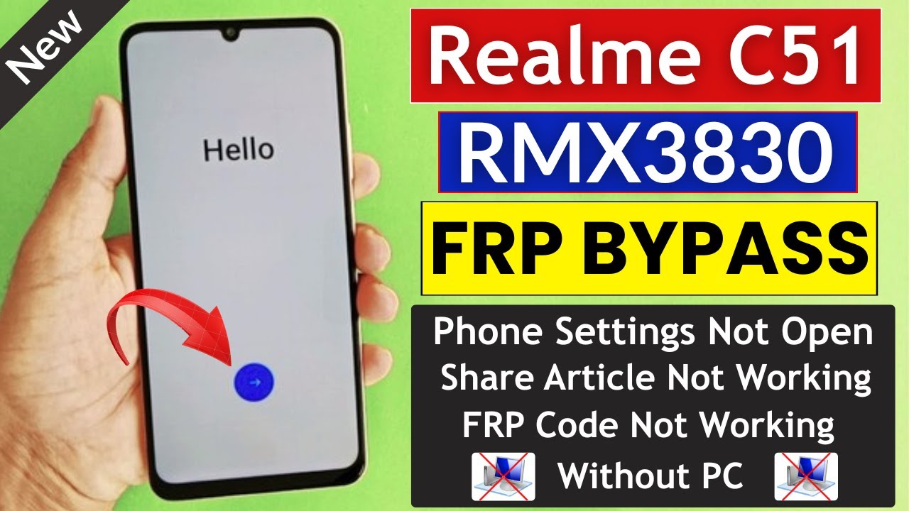 Realme C51 (RMX3830) : Google/Frp Bypass Android 14 | Settings Not Open ...