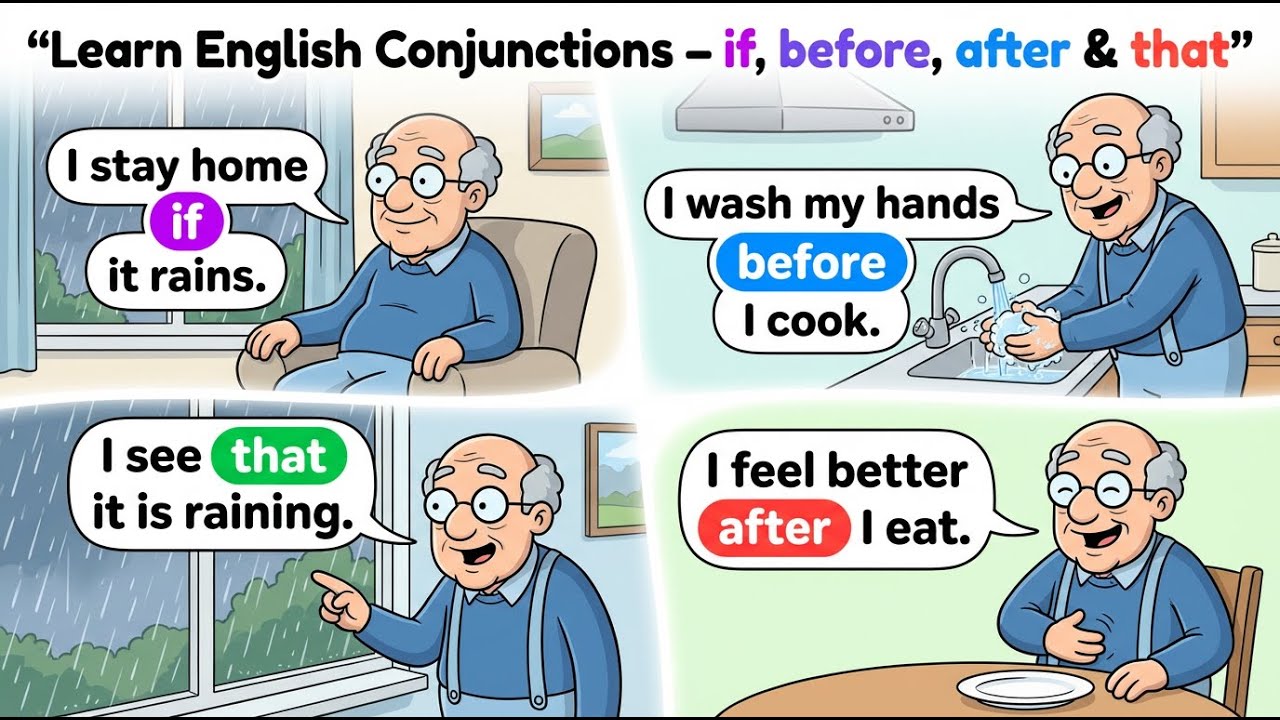 Learn English With Fun | Conjuctions: If, Before, After & That 🗣️ ️ ...