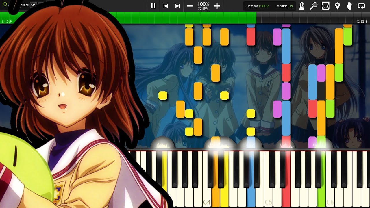 Clannad: 🎵 Roaring Tides 🎵 (Synthesia) - YouTube