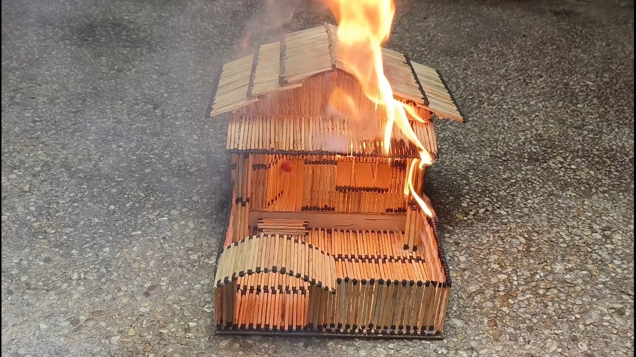How to make match house🏠 fire🔥at home🏠🔥-Match stick house - YouTube