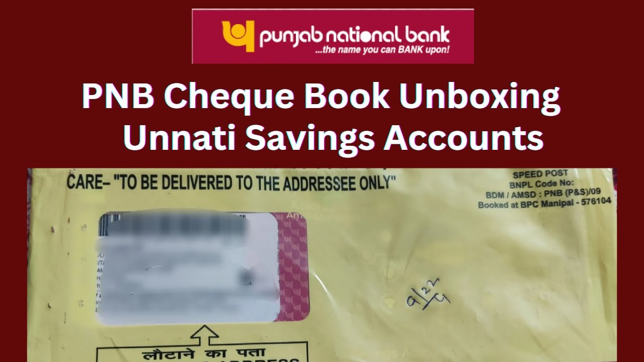 Punjab National Bank Cheque Book Unboxing Unnati Savings Accounts ...