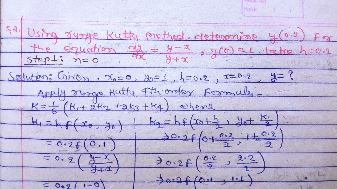Runge kutta method of 4th order | runge kutta fourth order method - YouTube