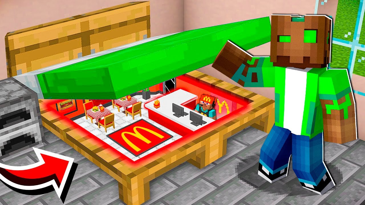 Construimos un MCDONALDS SECRETO en mi Casa en Minecraft! - YouTube