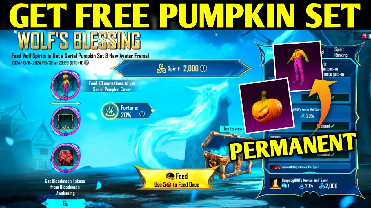 WOLFS BLESSING NEW EVENT IN PUBG MOBILE | GET FREE PUMPKIN SET & COVER ...