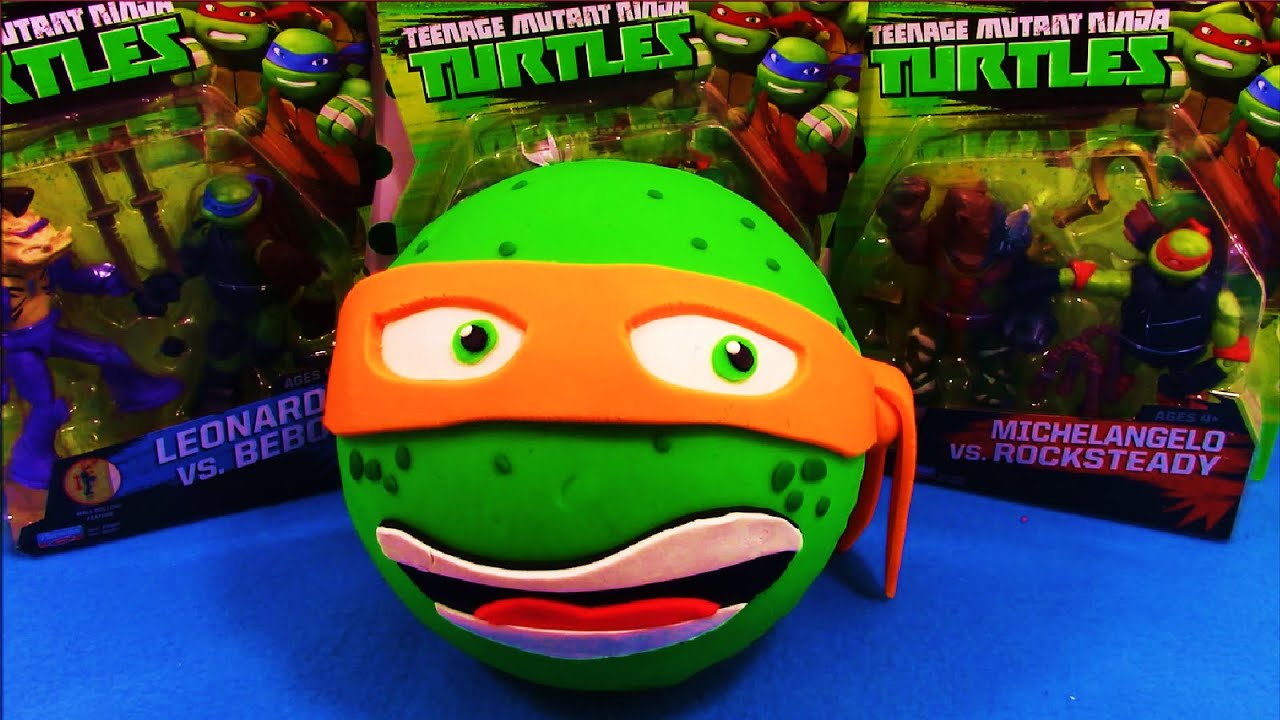 TMNT Giant Play Doh Surprise MICHELANGELO Mikey - Surprise Egg and Toy ...