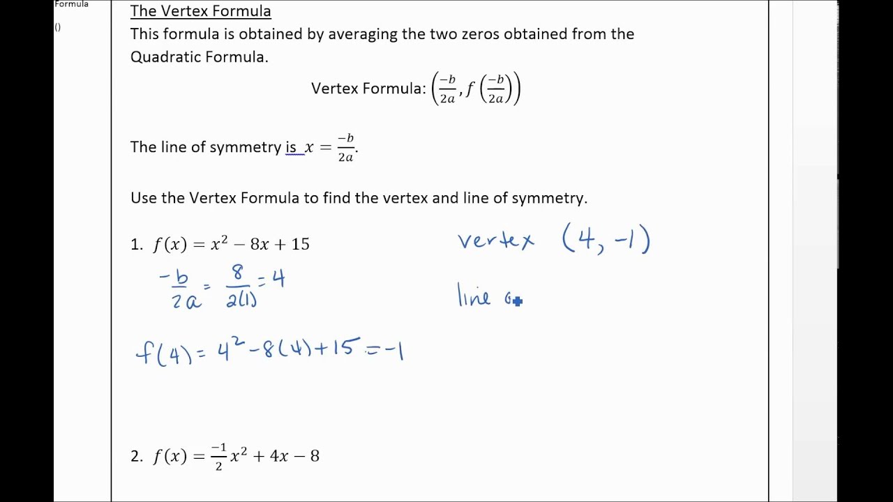 the vertex formula - YouTube