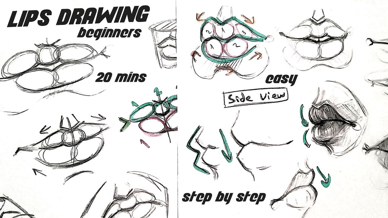 🔴💋How to draw lips for beginners easy and simple - sketch / art ...