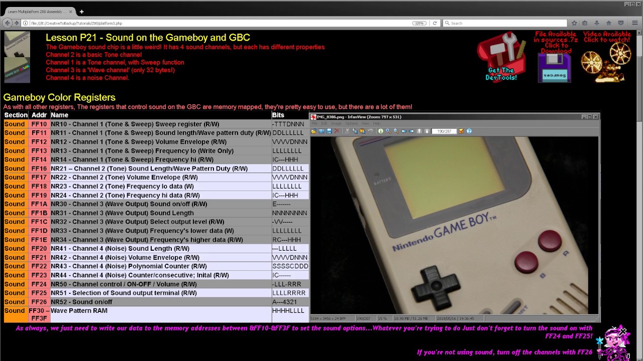 GBZ80 Assembly Lesson P21 - Sound on the Gameboy and Gameboy Color ...