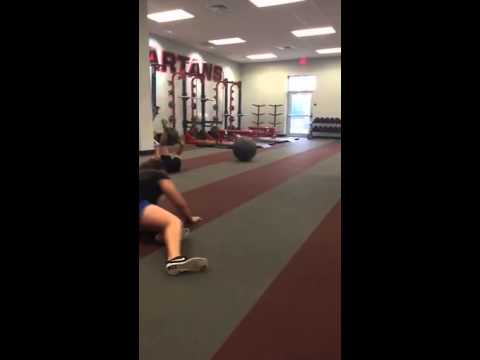 Tiny girl vs big yoga ball