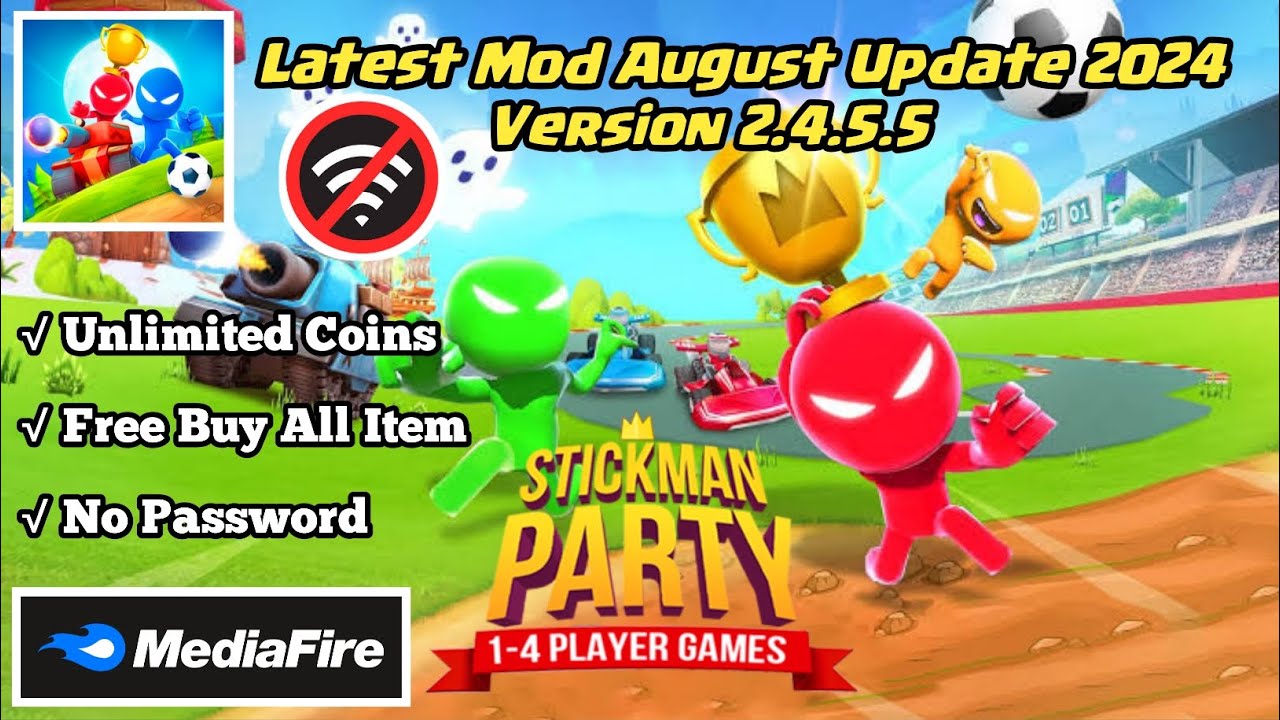 Stickman Party Mod Apk Latest Update Version 2.4.5.5 August 2024 - YouTube
