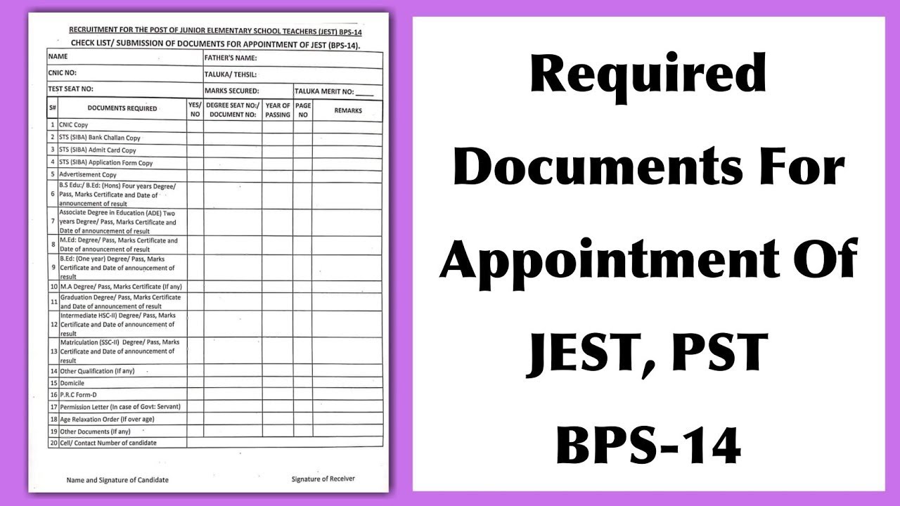 documents required for PST & JEST complete information - YouTube