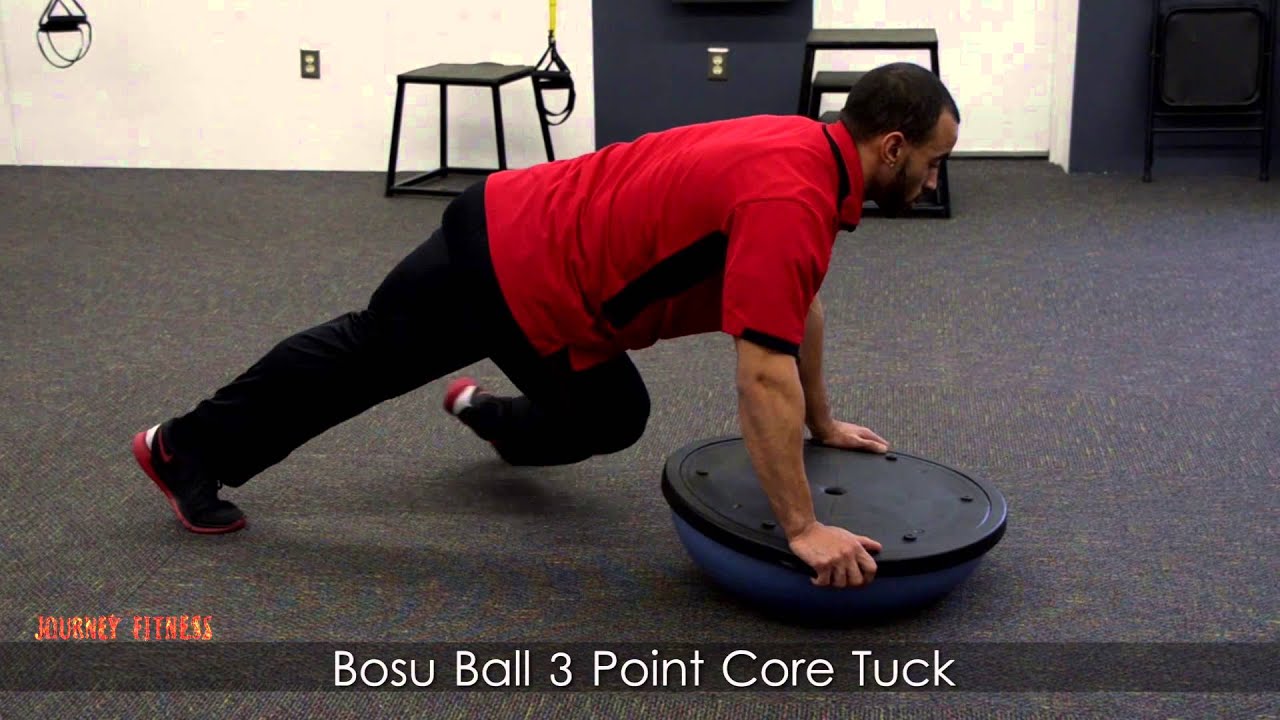 Bosu Ball: 3 Point Core Tuck - YouTube