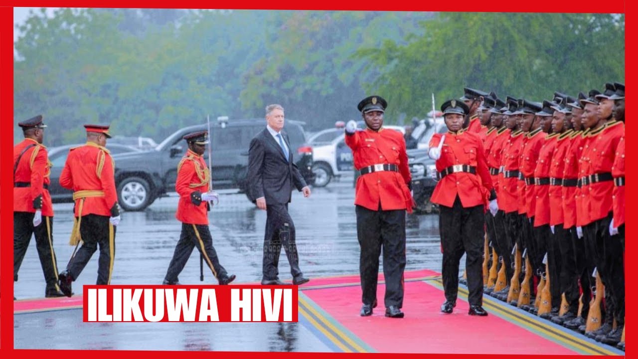 Rais #Samia alivyompokea mgeni wake Rais wa #romania - YouTube