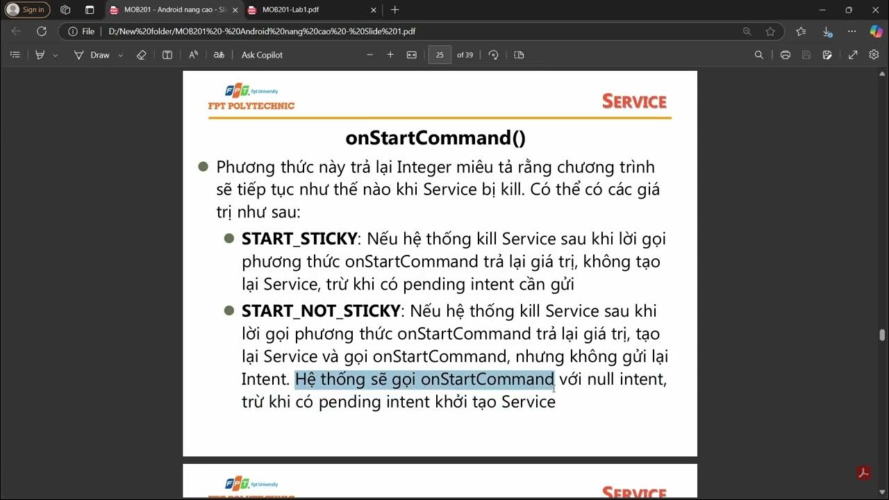 Android nâng cao onStartCommand - YouTube