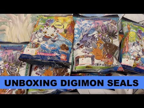 I unbox Digimon Stickers from Bandai Chocolate Snacks ! [デジモン シールチョコ ...