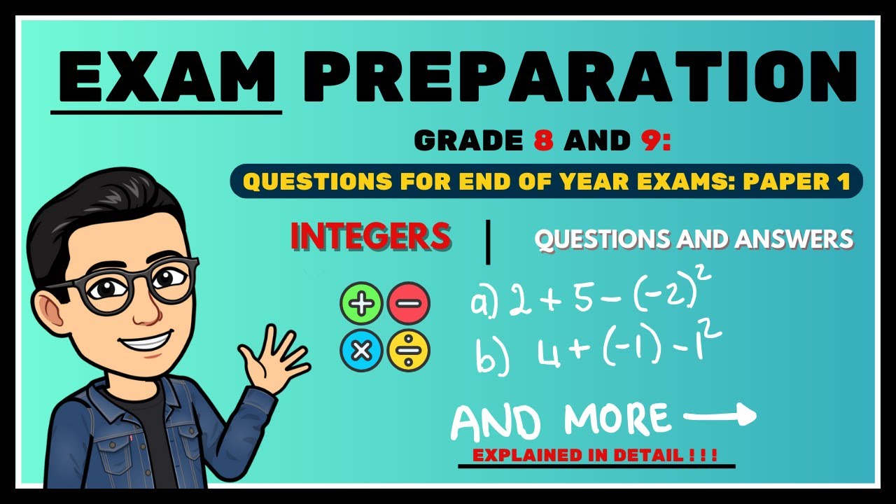 Integers Grade 8 and 9 Exam Preparation - YouTube