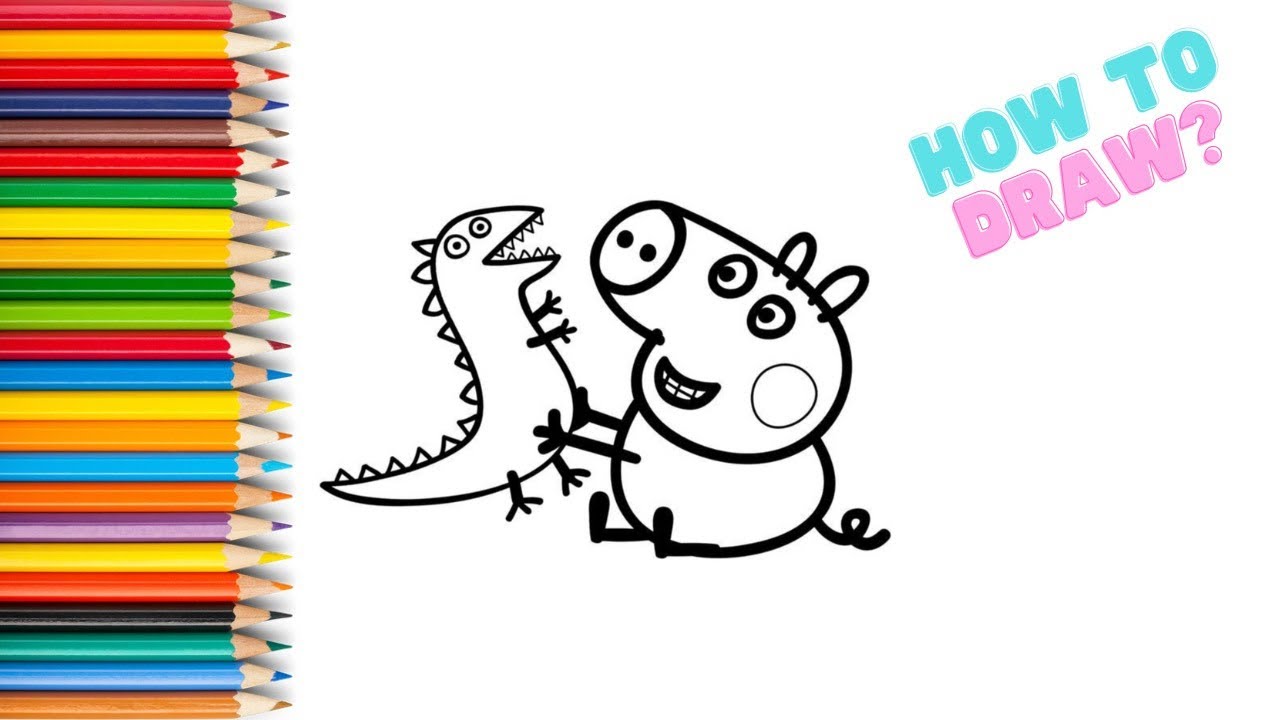 How To Draw Peppa Pig- George Pig, Painting and Colouring for Kids 🐽 ...