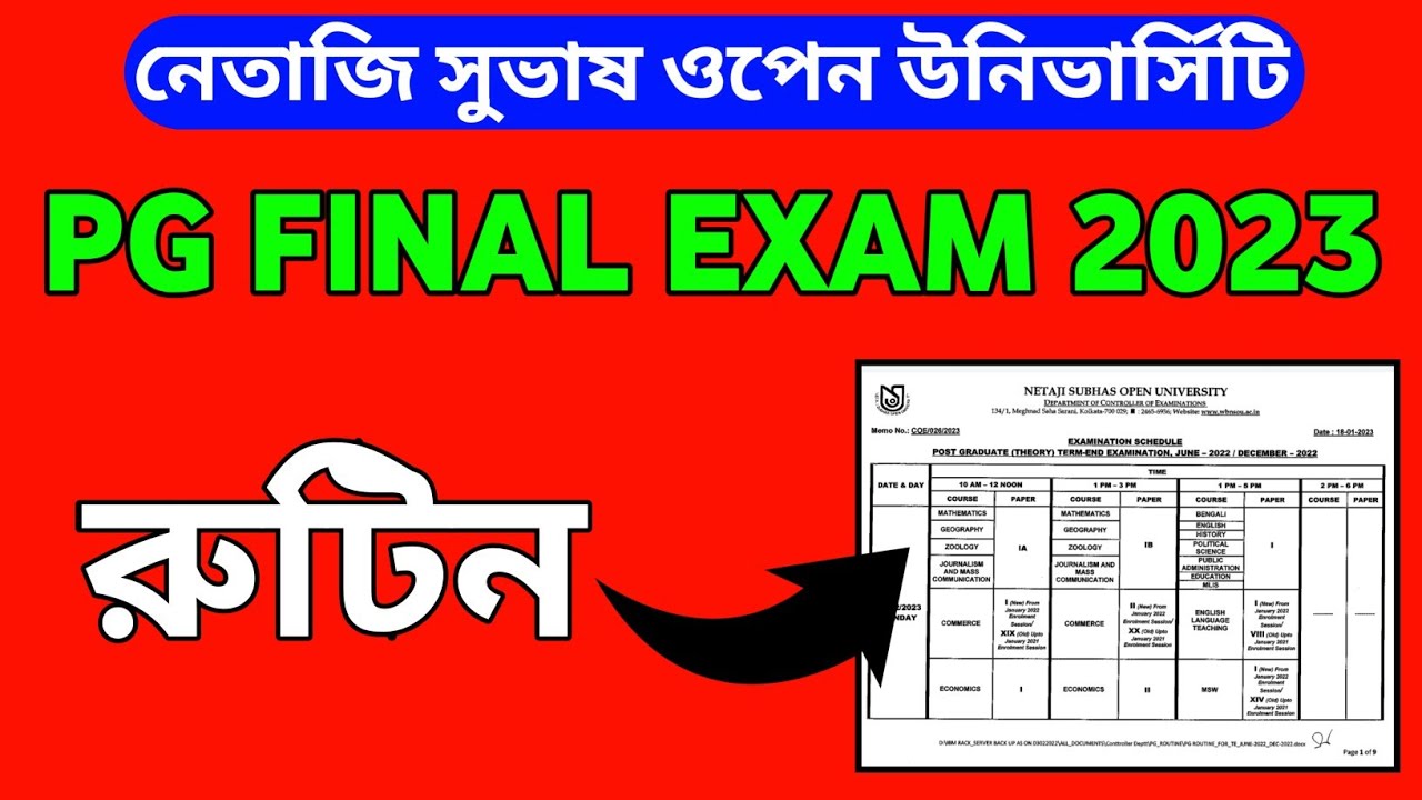NSOU PG Final Exam Routine 2023 Official Notice Published | PG Term End ...