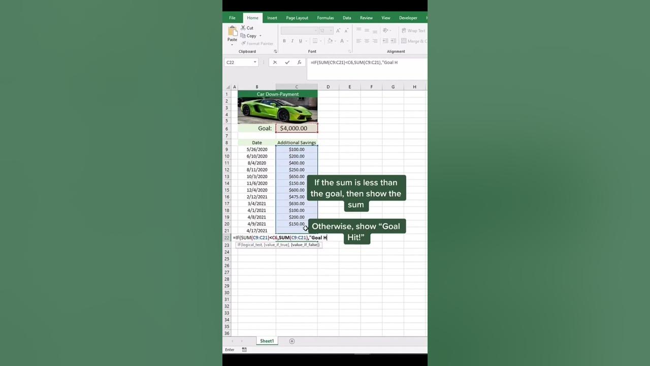 Goal calculation in Excel 📊 #excel #exceltips #datamastery - YouTube