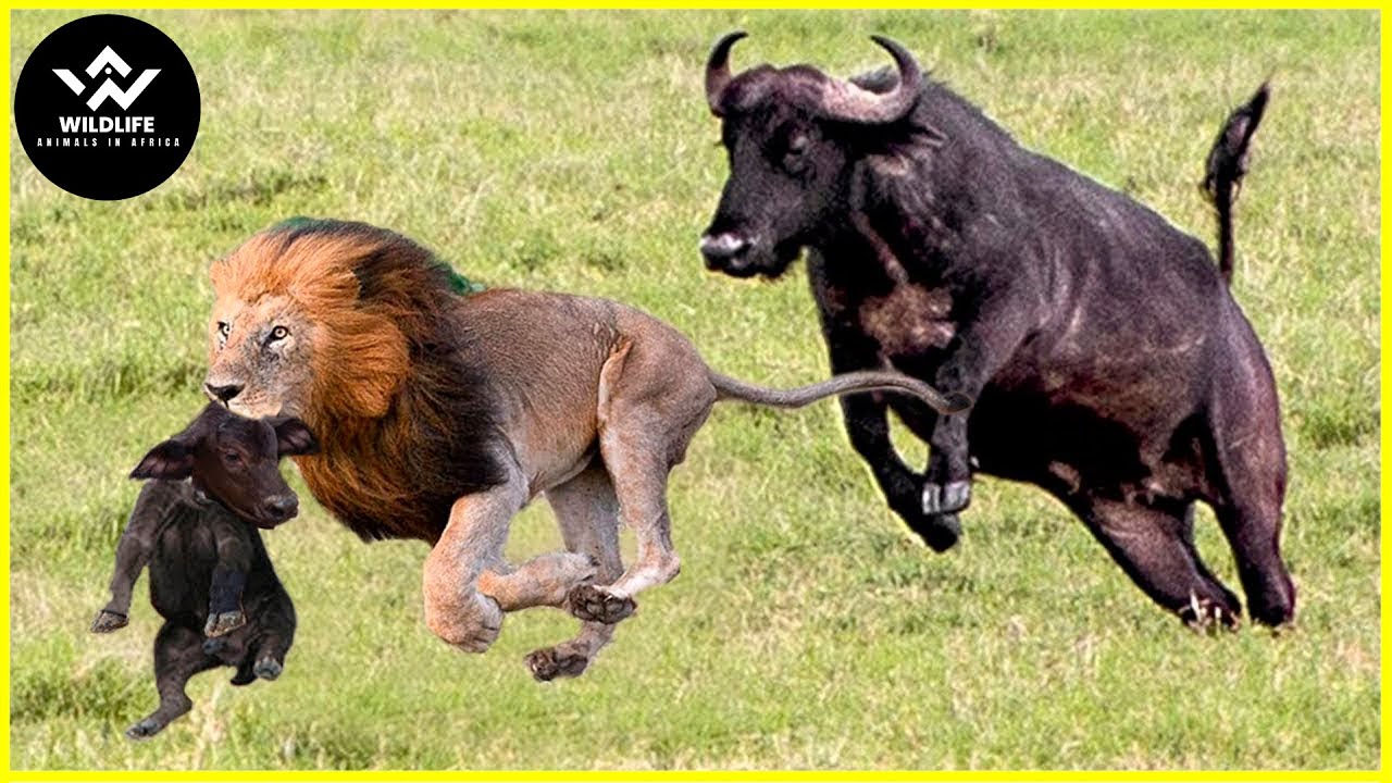 15 Amazing Moments BUFFALO Use His Horns To Attack BIG CAT To Rescue ...