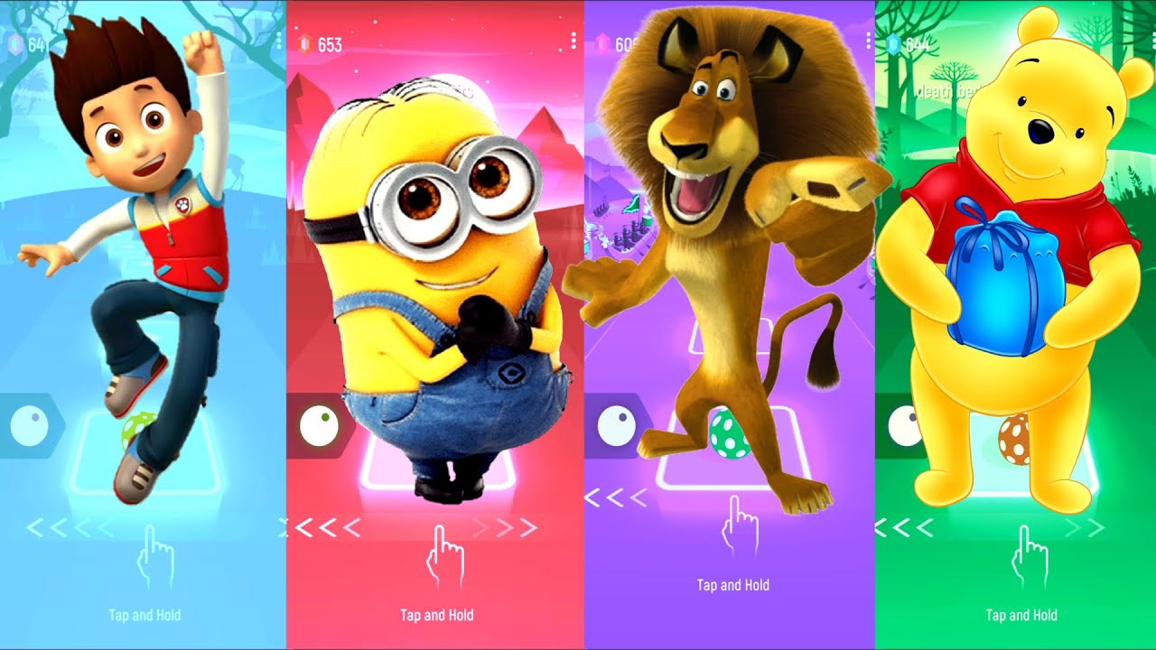 Paw Patrol 🔴 Minions 🔴 Madagascar 🔴 Winnie the Pooh 🔴 Tiles Hop Edm ...