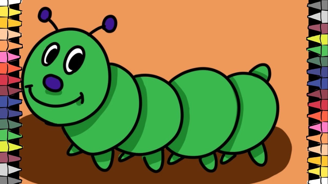 How To Draw A Cute Green Worm | Draw And Color | Best Kids Channel ...