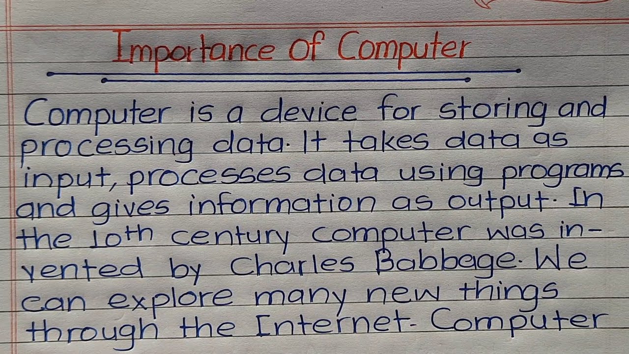 Importance of computer Essay writing in English || Short paragraph on ...