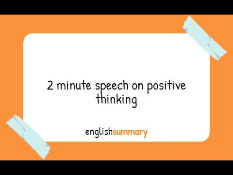2 minute speech on positive thinking in English - YouTube