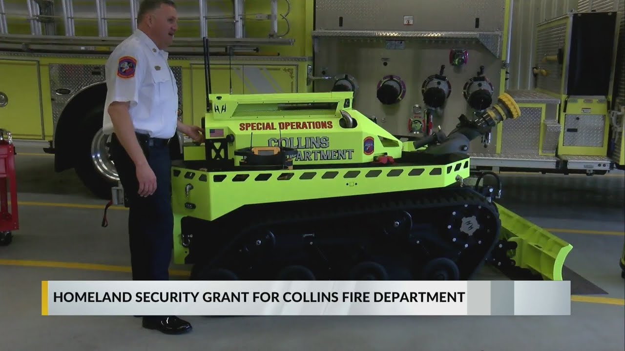 Collins firefighters receive robot to help fight industrial fires - YouTube